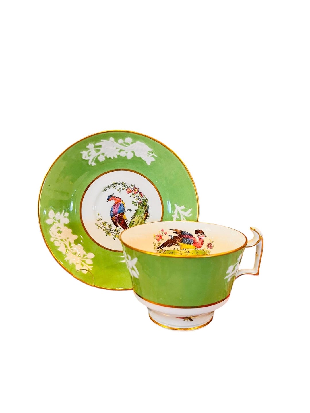 As is Spode Copeland China Chelsea Bird Tea Cup and Saucer Hand Painted ...