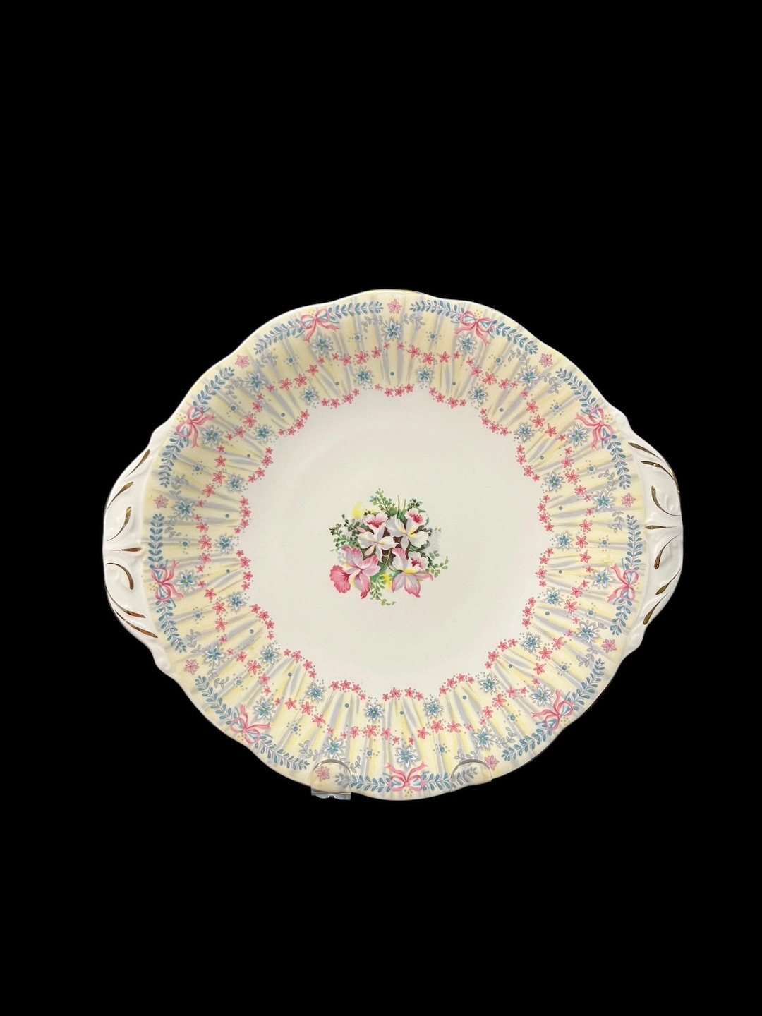 Queen Anne Cake Plate: Royal Bridal Gown Design, Double Handle Serving ...