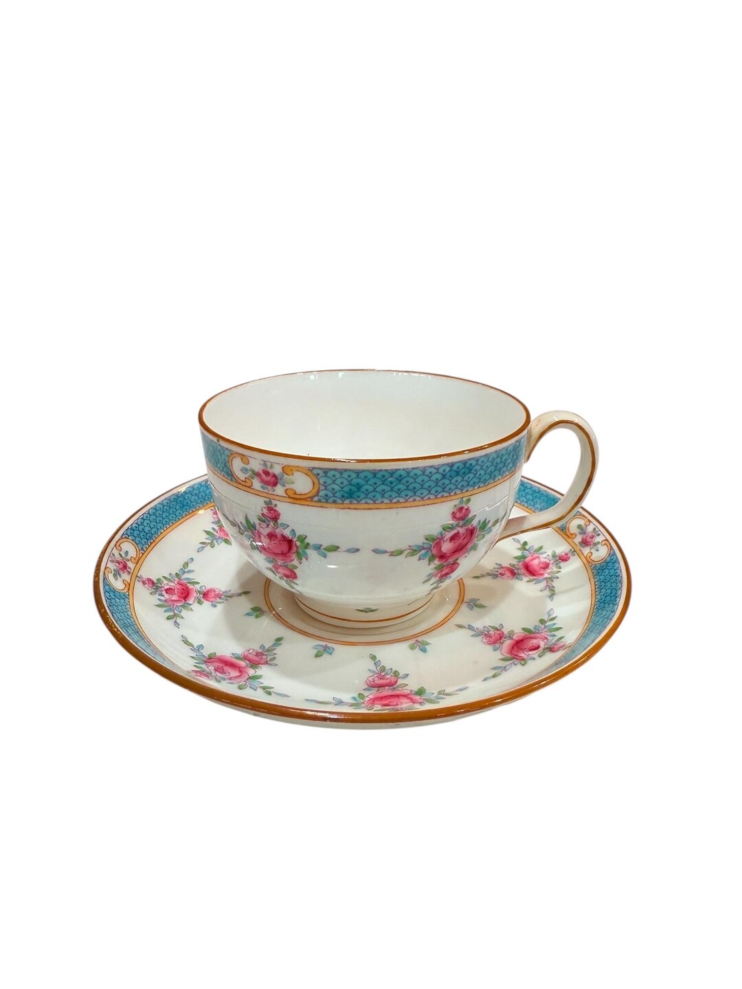 Antique Hand Painted Minton Persian Rose Tea Cup and Saucer Turquoise ...