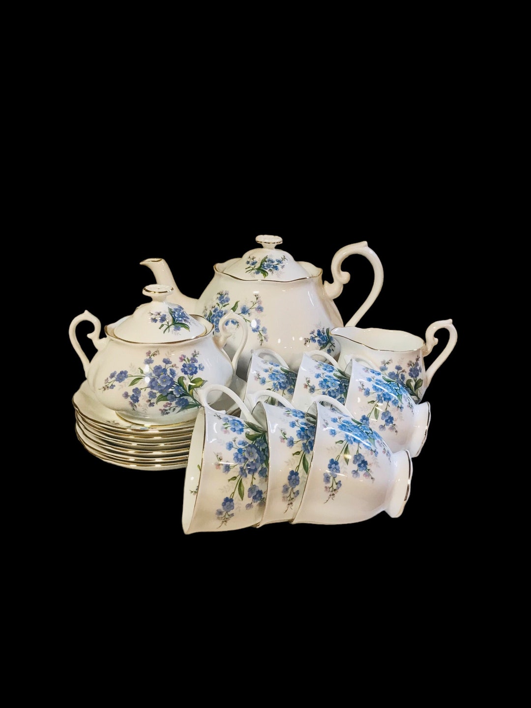Gorgeous Vintage 18 PC Royal Albert forget Me-not Tea Set for 6 Bone ...