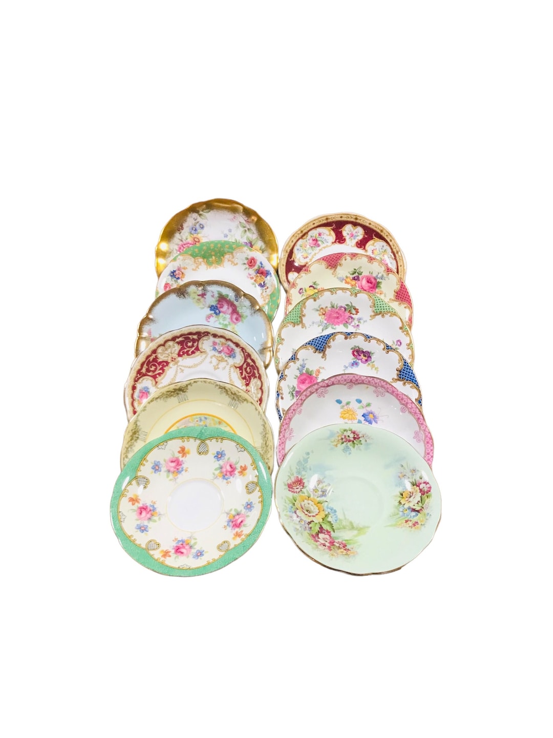 Set is 12 Vintage Mismatched English Saucer Orphans Bone Chin, Saucer ...