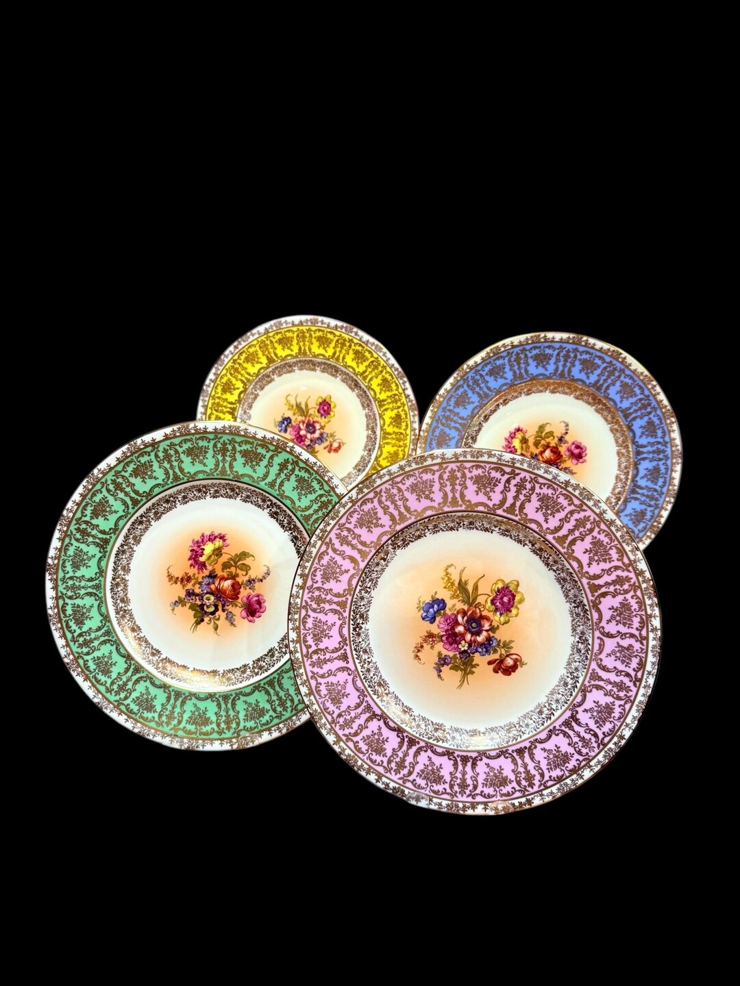 Paragon Set of 4 Floral Gilt Dinner Plates 10 3/4” D Bone China England ...