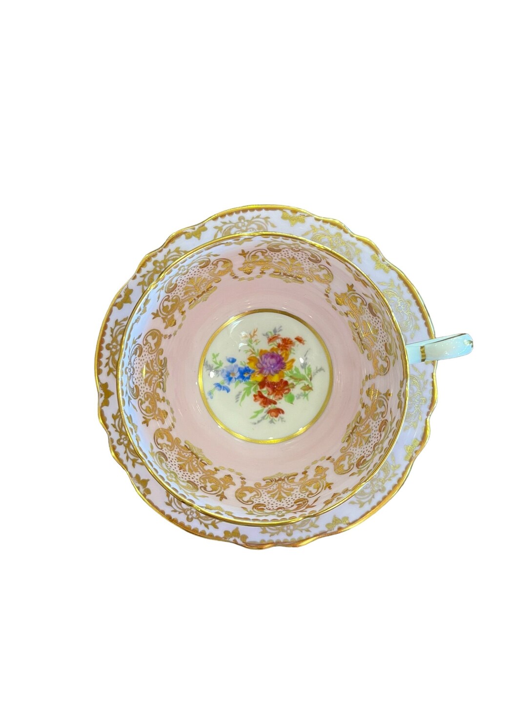 Collectible Double Paragon Pink Tea Cup and Saucer With Central Flower ...
