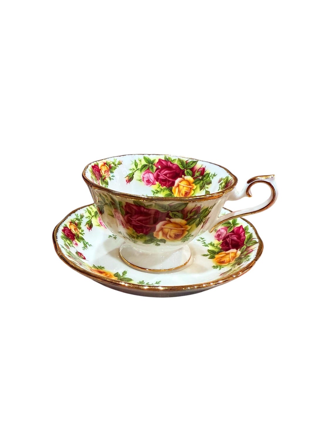 Royal Albert “old Country Rose” Avon Shape Tea Cup and Saucer Bone ...
