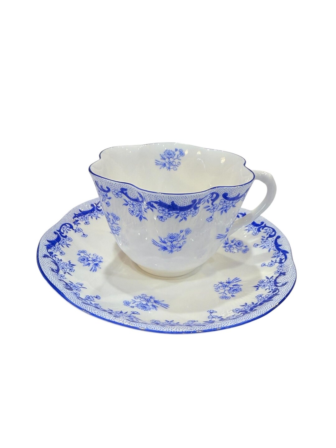 Shelley Heavenly Blue Tea Cup and Saucer: Fine Bone China Floral Set - Etsy