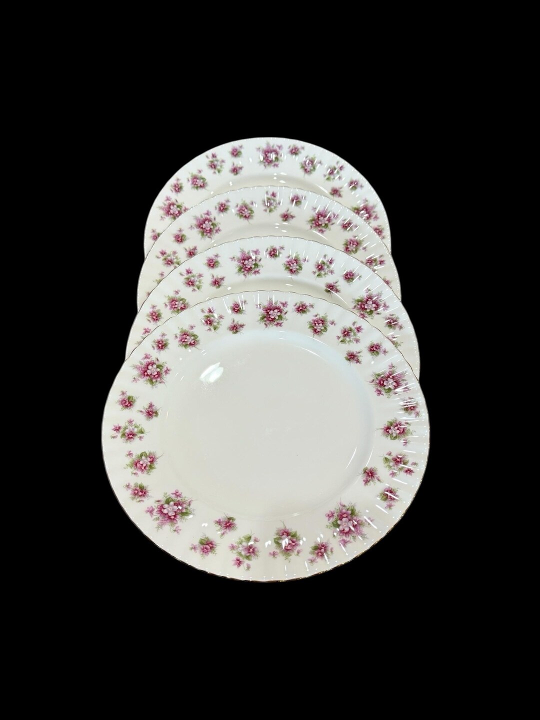 Royal Albert Sweet Violet Set of 4 Dinner Plates 10 1/4” Diameter Bone ...