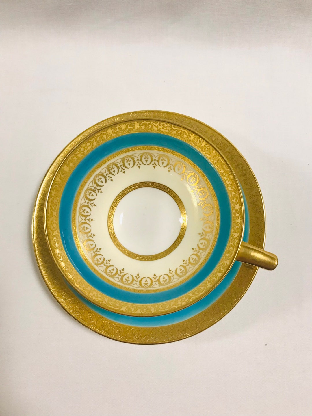 Gorgeous Vintage Turquoise Blue Minton Tea Cup and Saucer With Heavy ...
