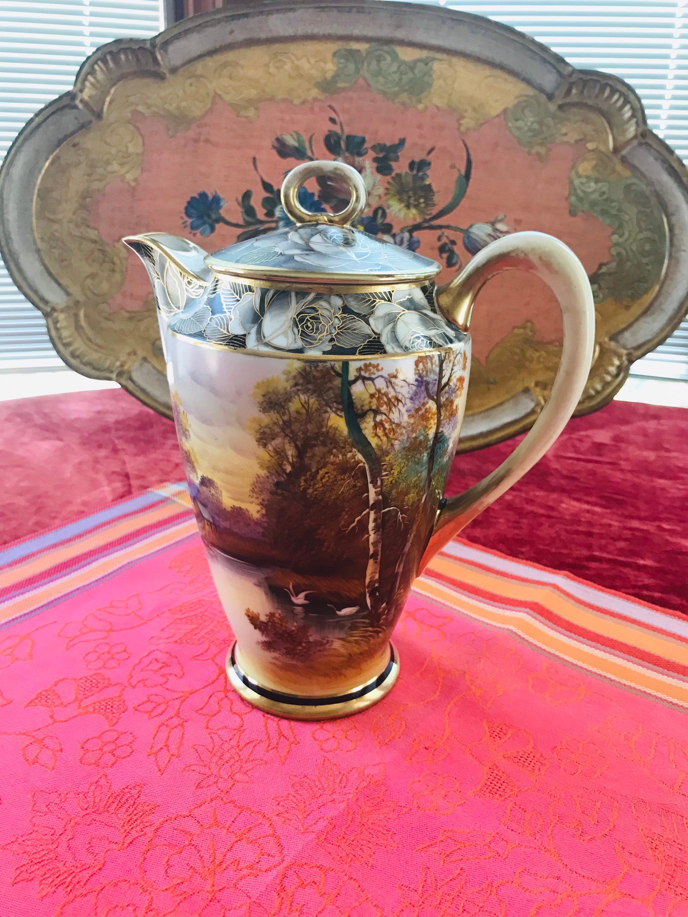 Antique Nippon Japanese Handpainted Coffee Pot With Scenery - Etsy