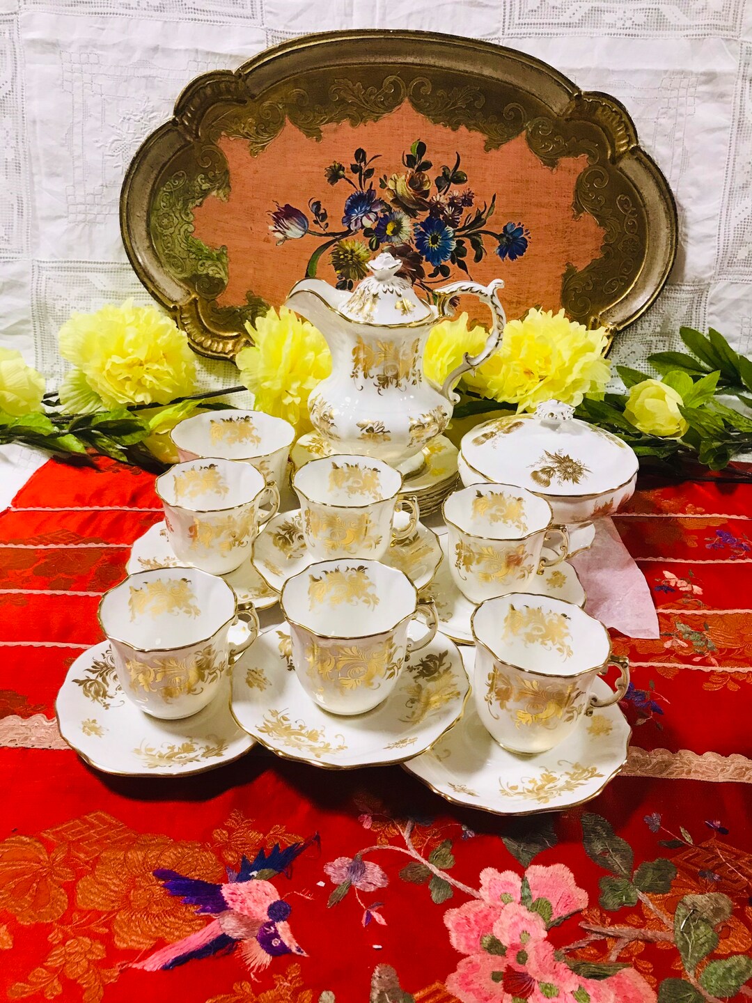 23-PC Vintage Hammersley Coffee/tea Set Bone China England, Coffee Pot ...