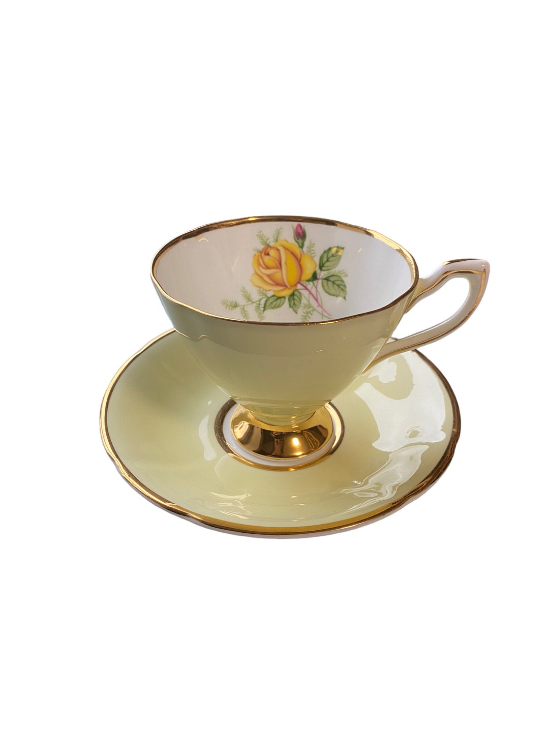 Vintage English Clare Yellow Tea Cup and Saucer With Yellow Rose ...