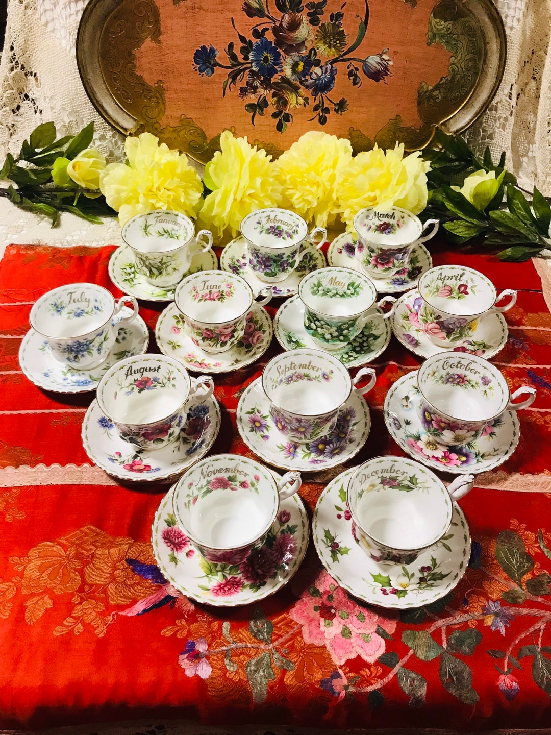 Sold Individually - Royal Albert Flowers of the Month Series Tea Cups ...
