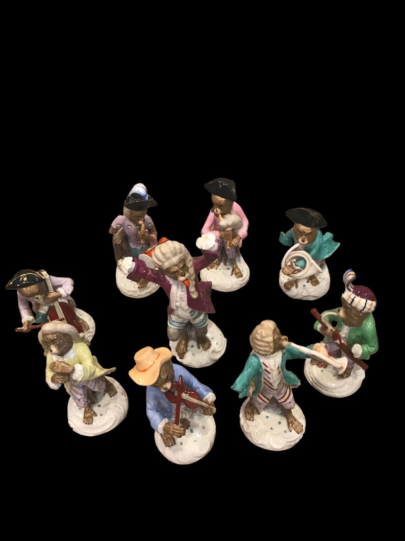 Antique 18th Century German Sitzendorf Monkey Band 9 Figurines, Closter ...