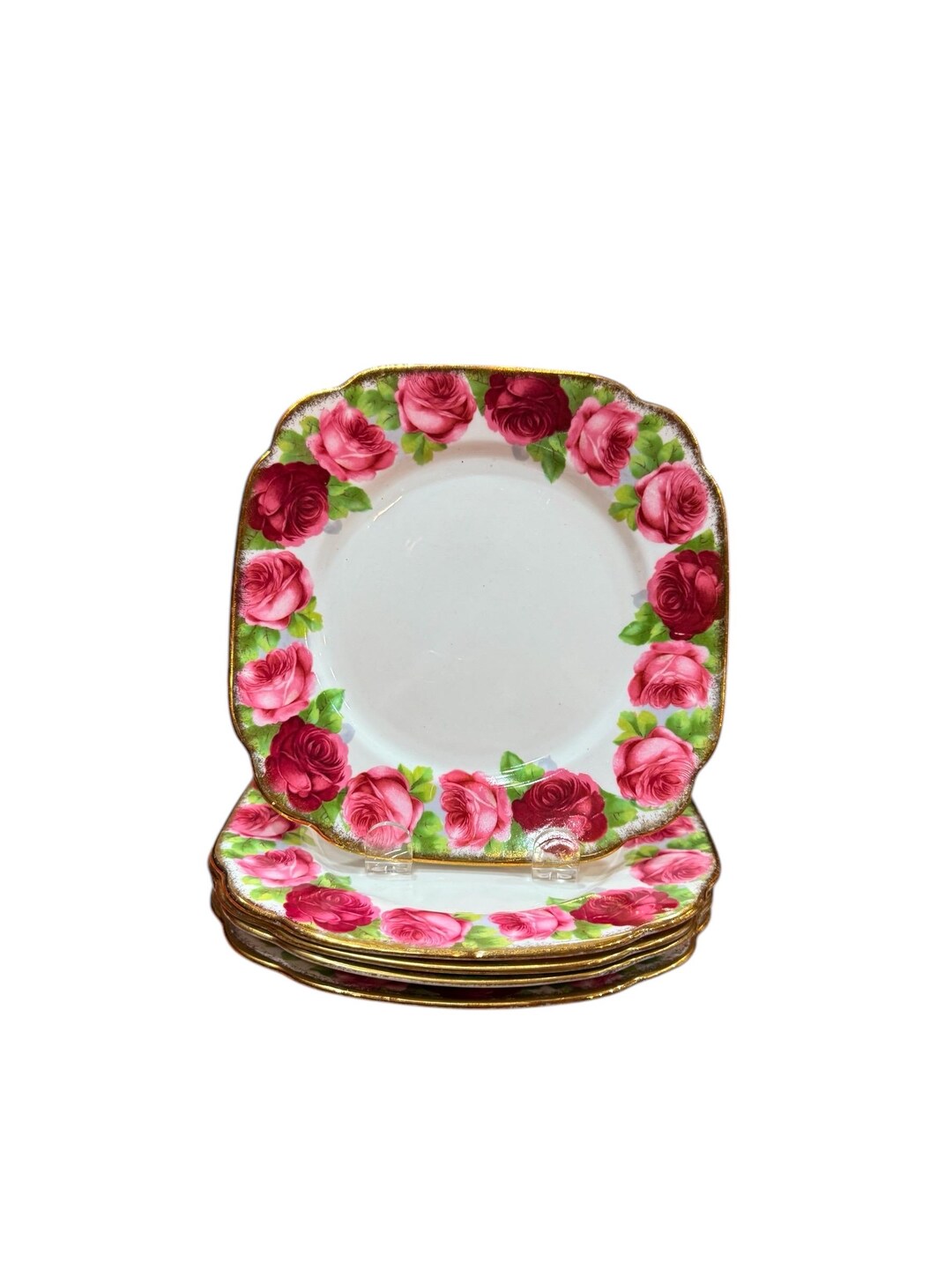 Royal Albert “old English Rose” Set of 5 Square Lunch / Dessert Plates ...