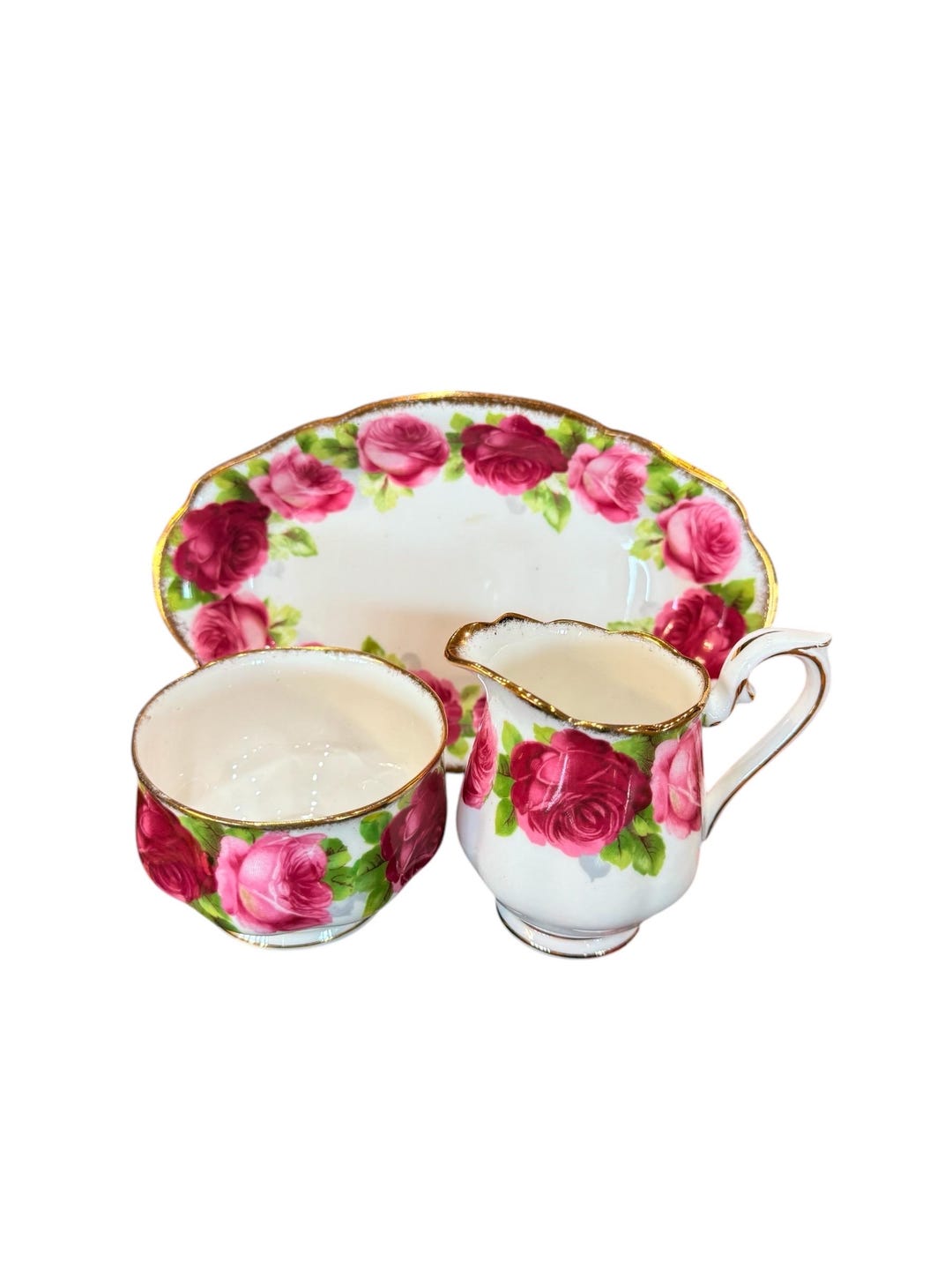 Royal Albert Old English Rose Pink Rose Creamer and Sugar Bowl With ...