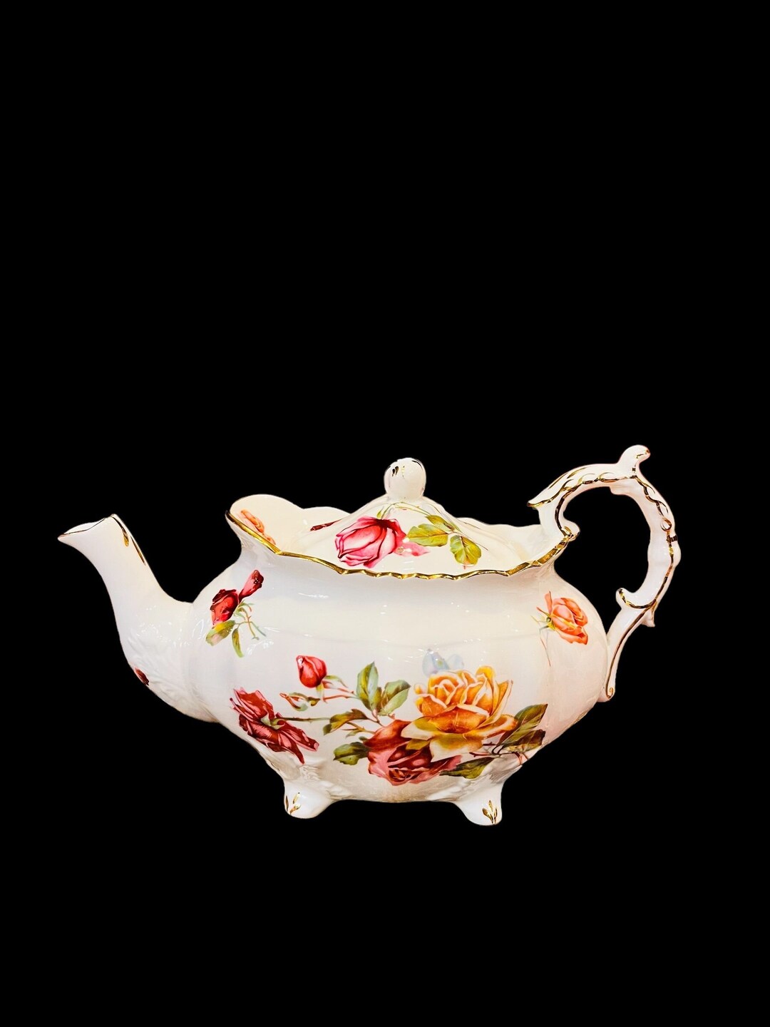 Beautiful Vintage Hammersley Morgans Rose Large Tea Pot With Lid Bone ...