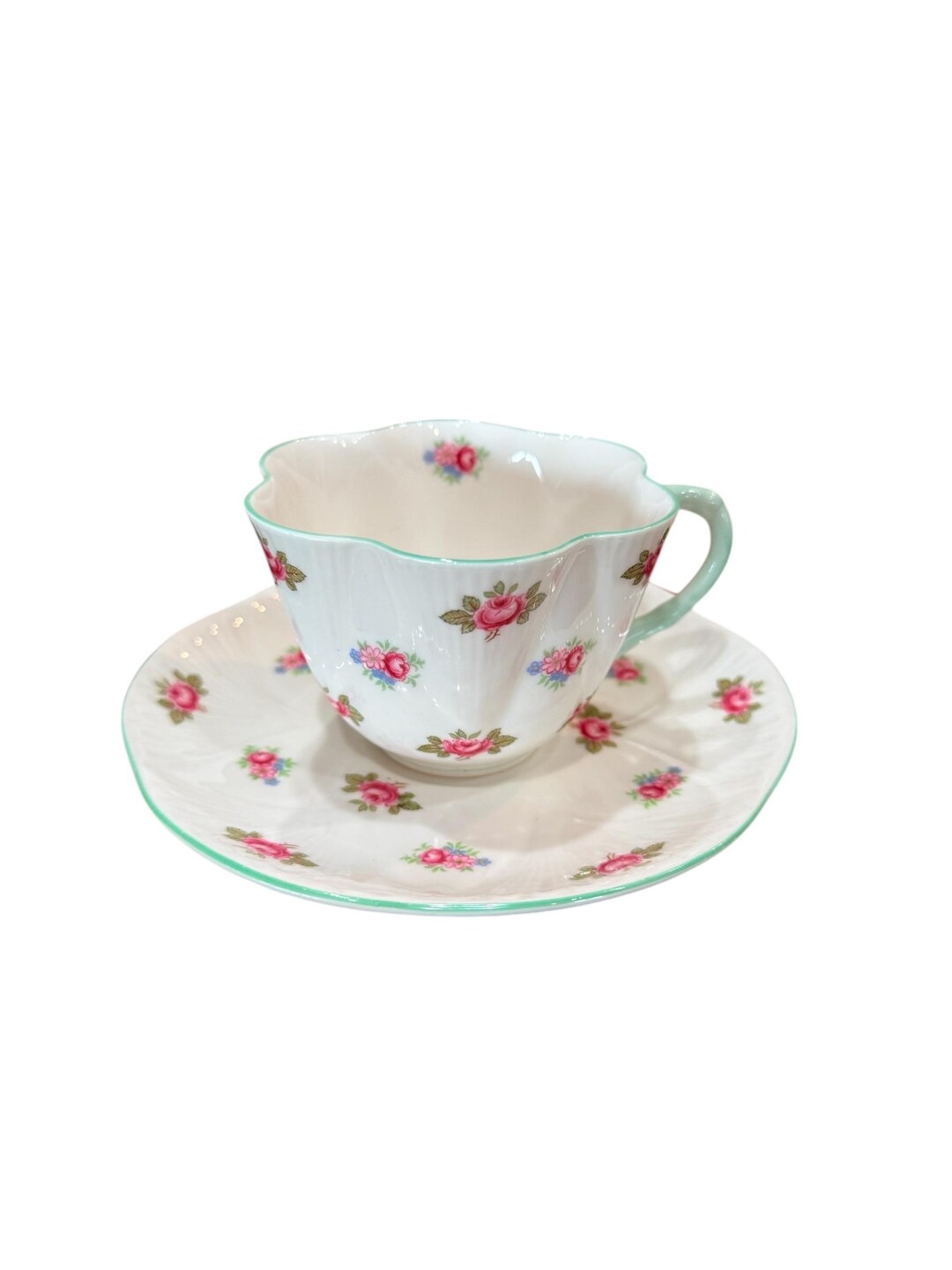 Shelley Rosebud Pink Rose Tea Cup and Saucer Fine Bone China England ...