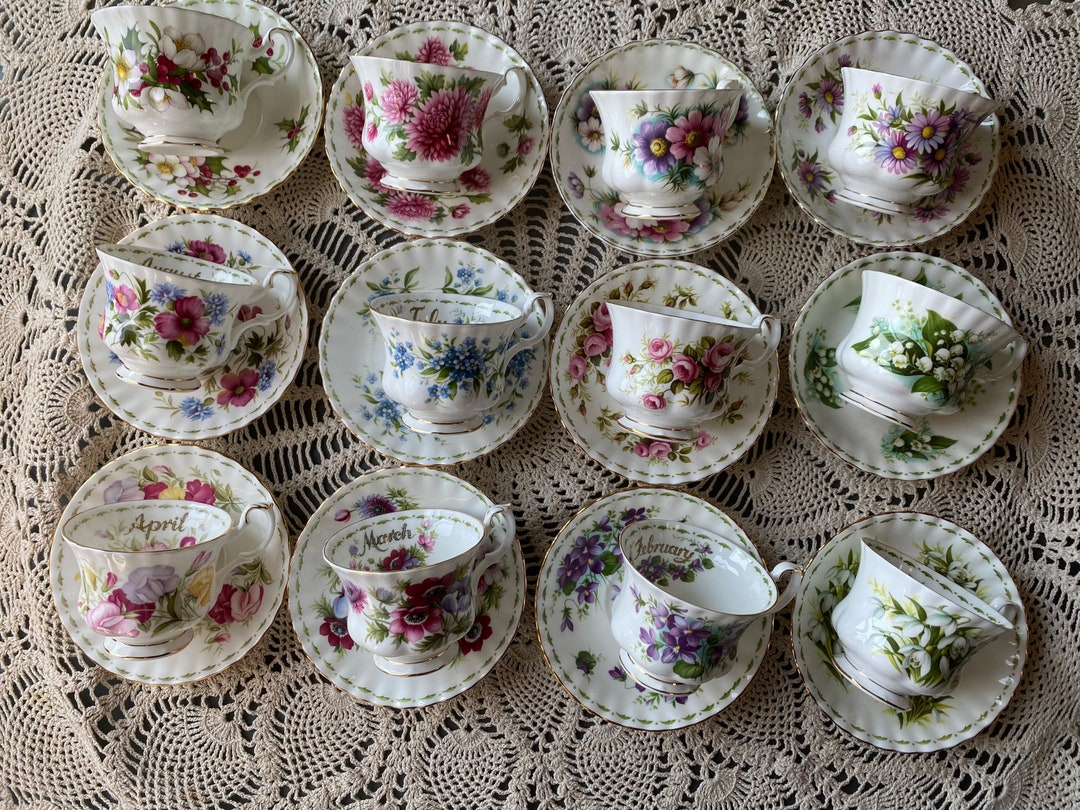 Complete Set of Royal Albert Flower of the Month Series Teacups and ...