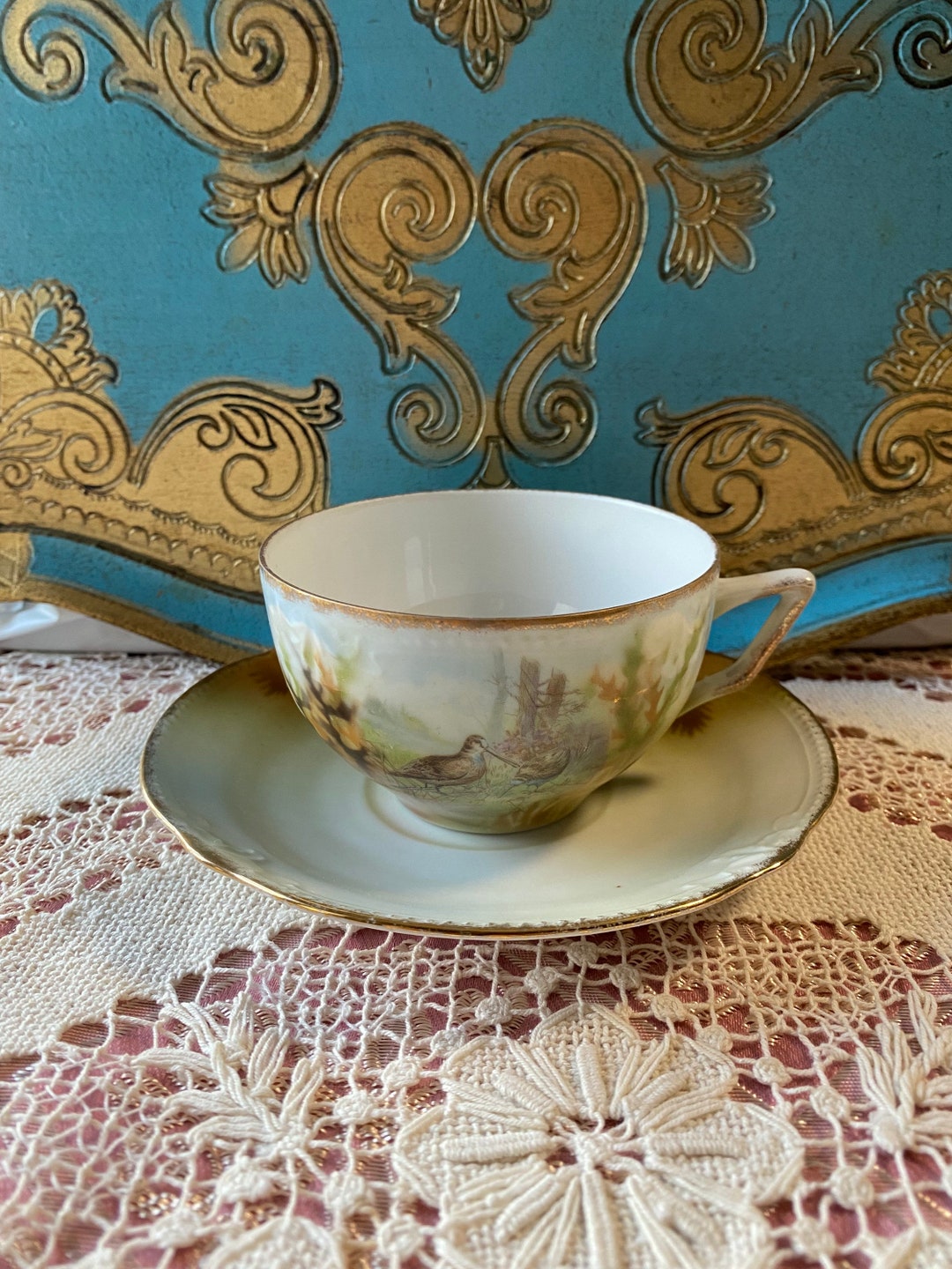 Unique Vintage Germany Tea Cup and Saucer With Duck Pattern, Duck Tea ...