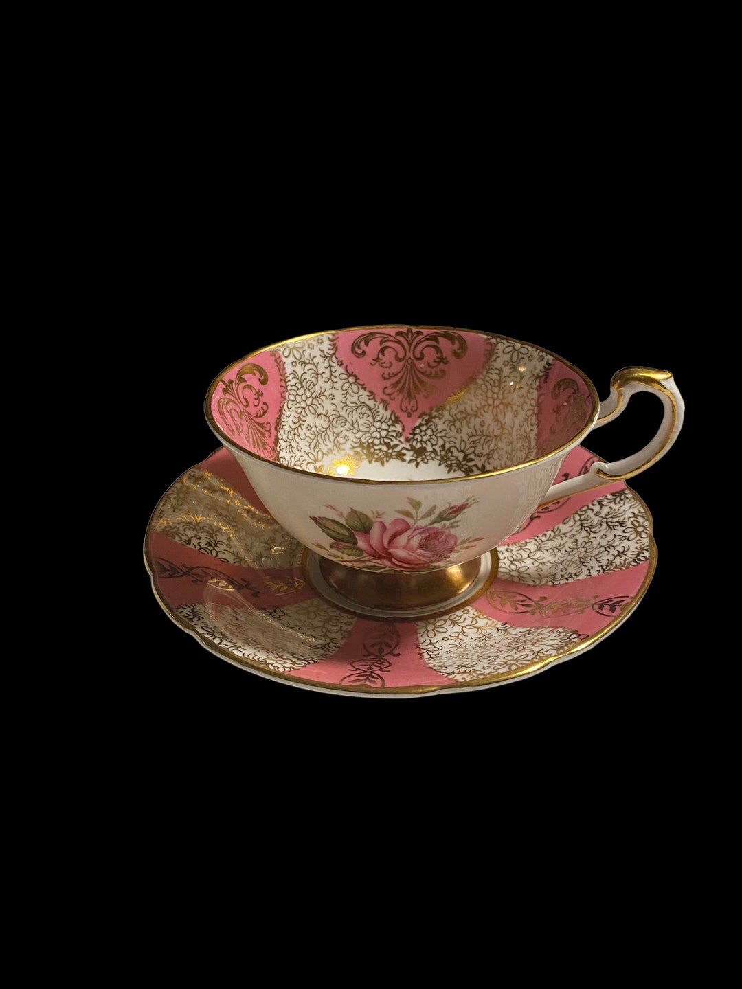 Mismatched Hot Pink Paragon Tea Cup and Saucer With Pink Rose Centre ...