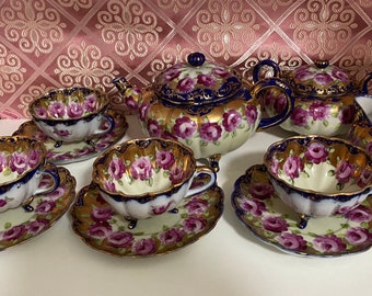 Blue Roses Tea Set - Etsy