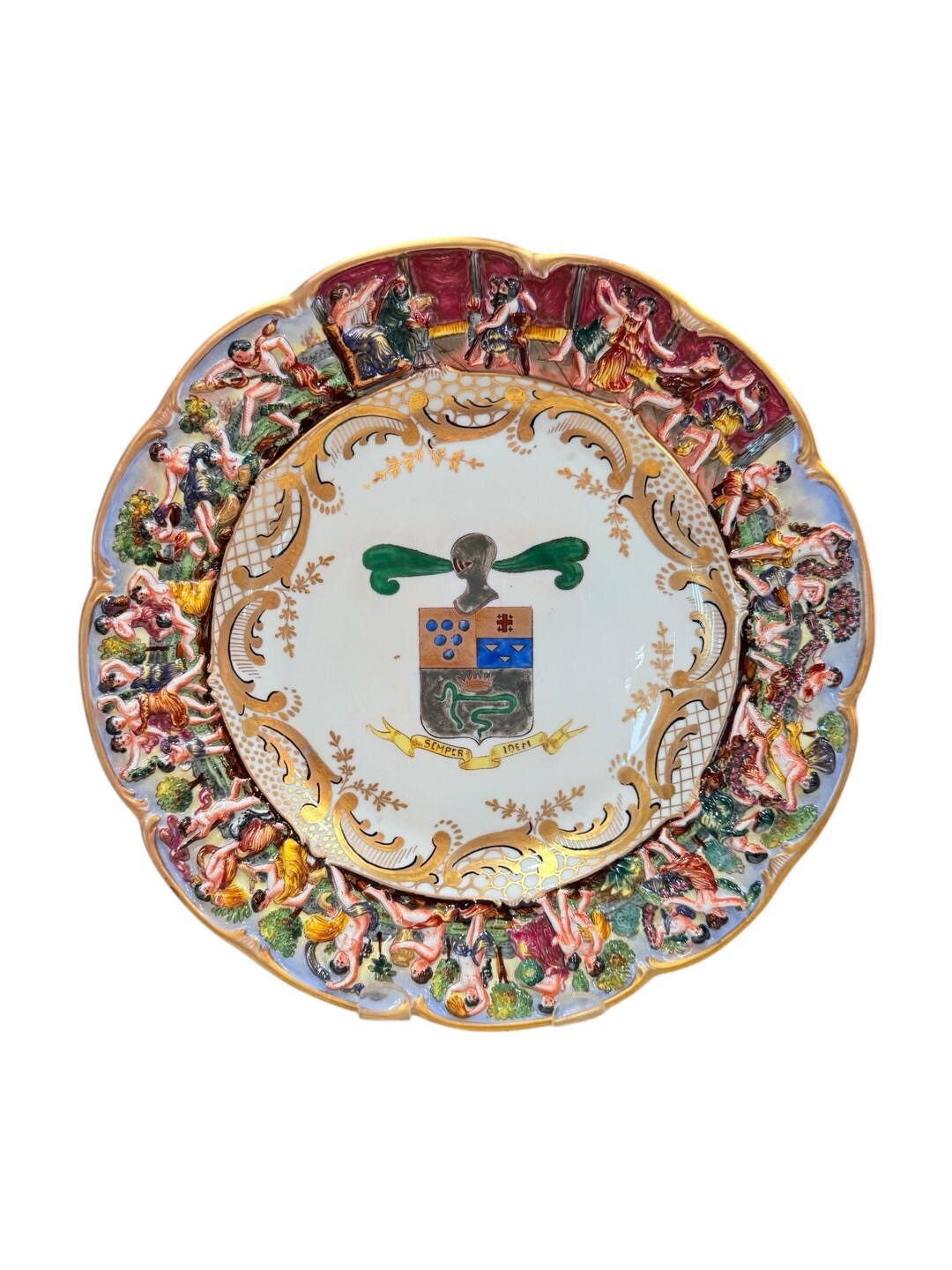 19th Century Italy Hand Painted Capodimonte Aimorial Porcelain Dinner ...