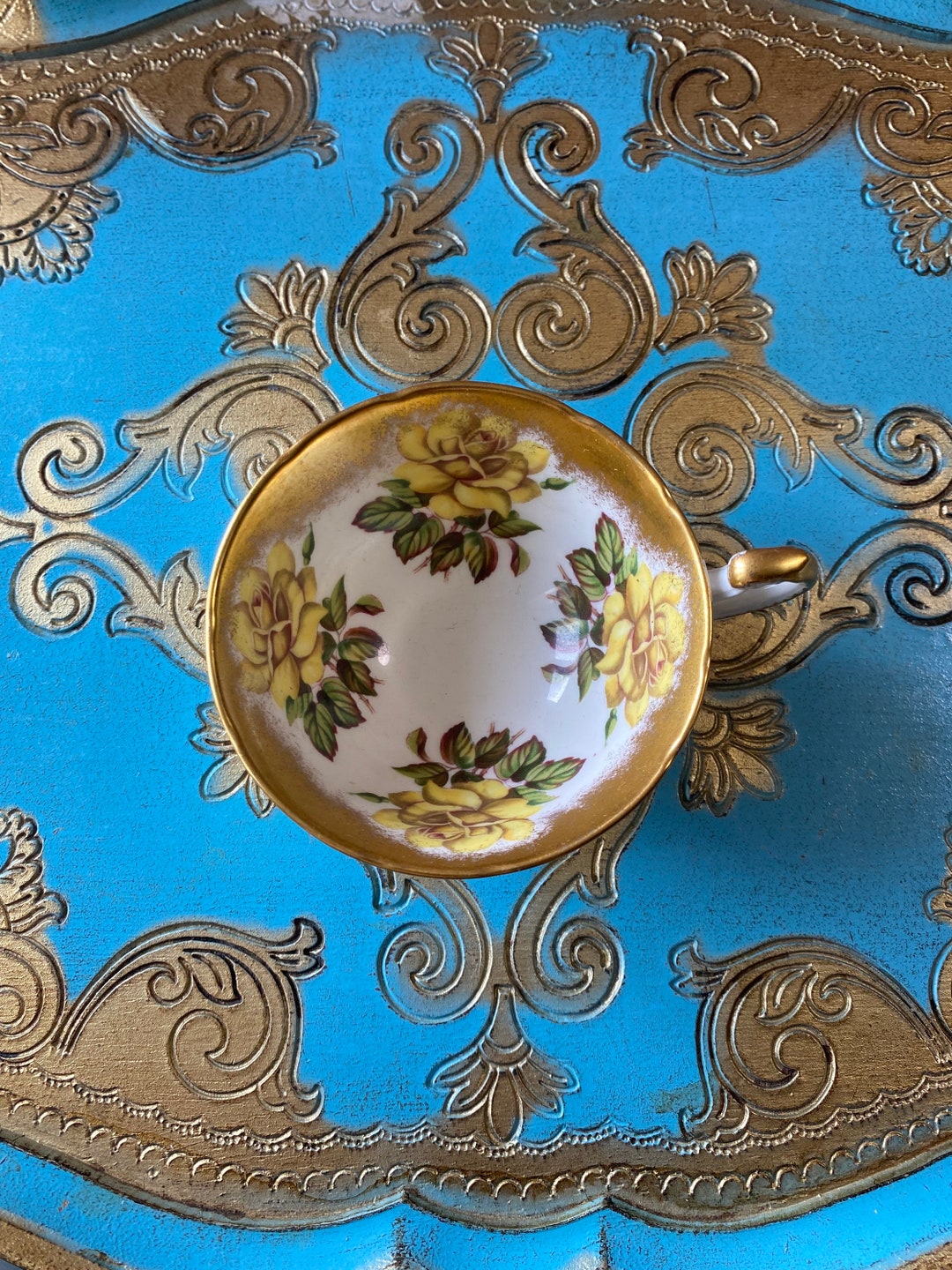 Rare Paragon Heavy Gold Yellow Cabbage Rose Replacement Tea Cup. Orphan ...