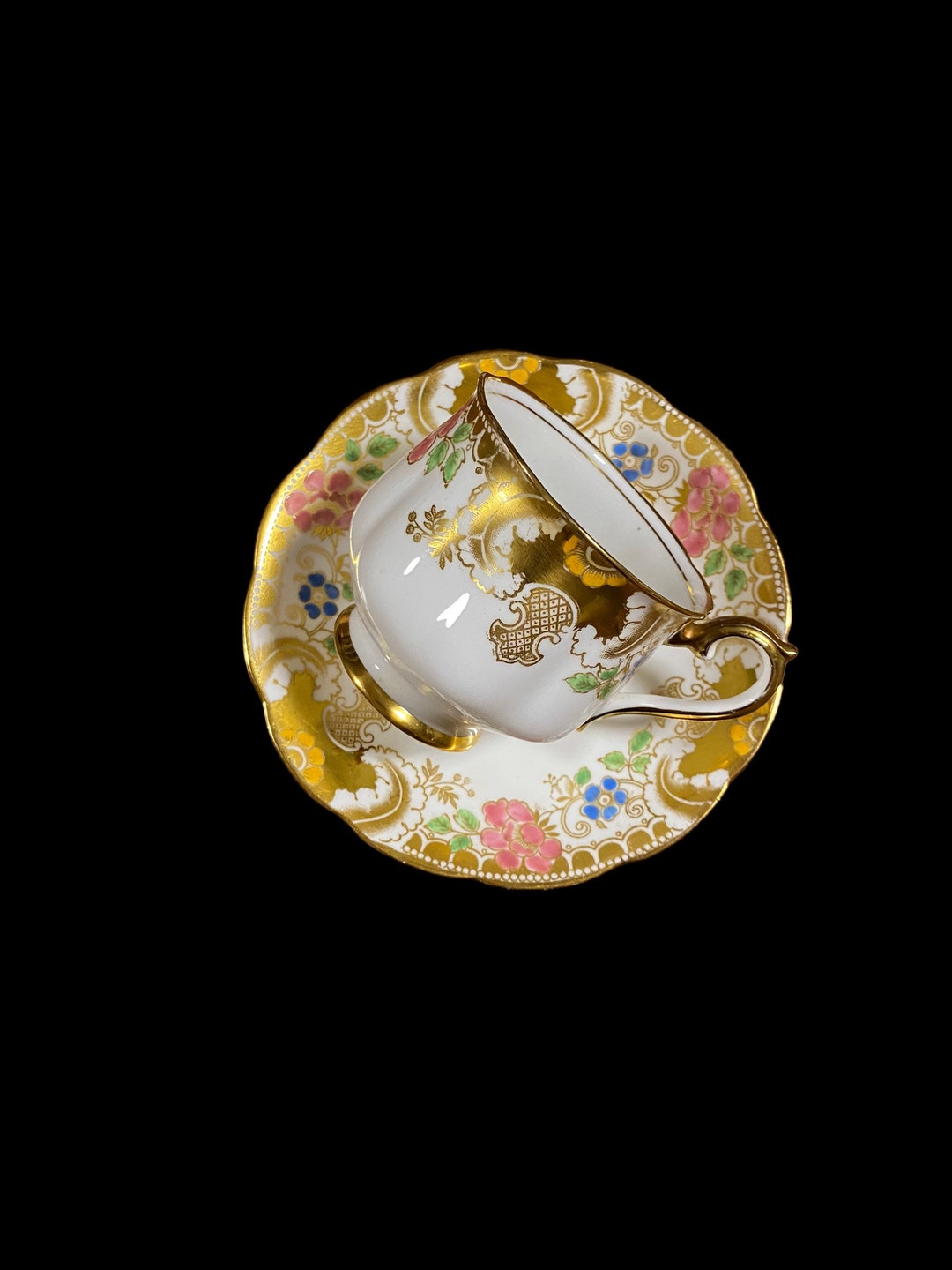 Antique Royal Albert Crown China Handpainted Gold Tea Cup and Saucer ...