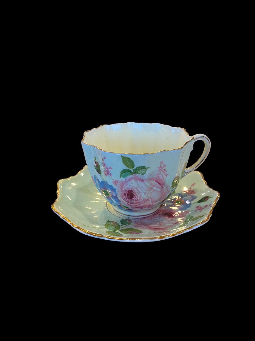 Vintage Double Warrant Paragon Unique Shape Light Blue Tea Cup and ...