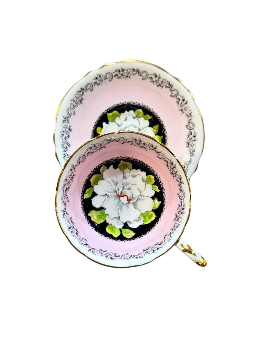 As is Paragon Pink With White Flower Tea Cup and Saucer Bone China ...
