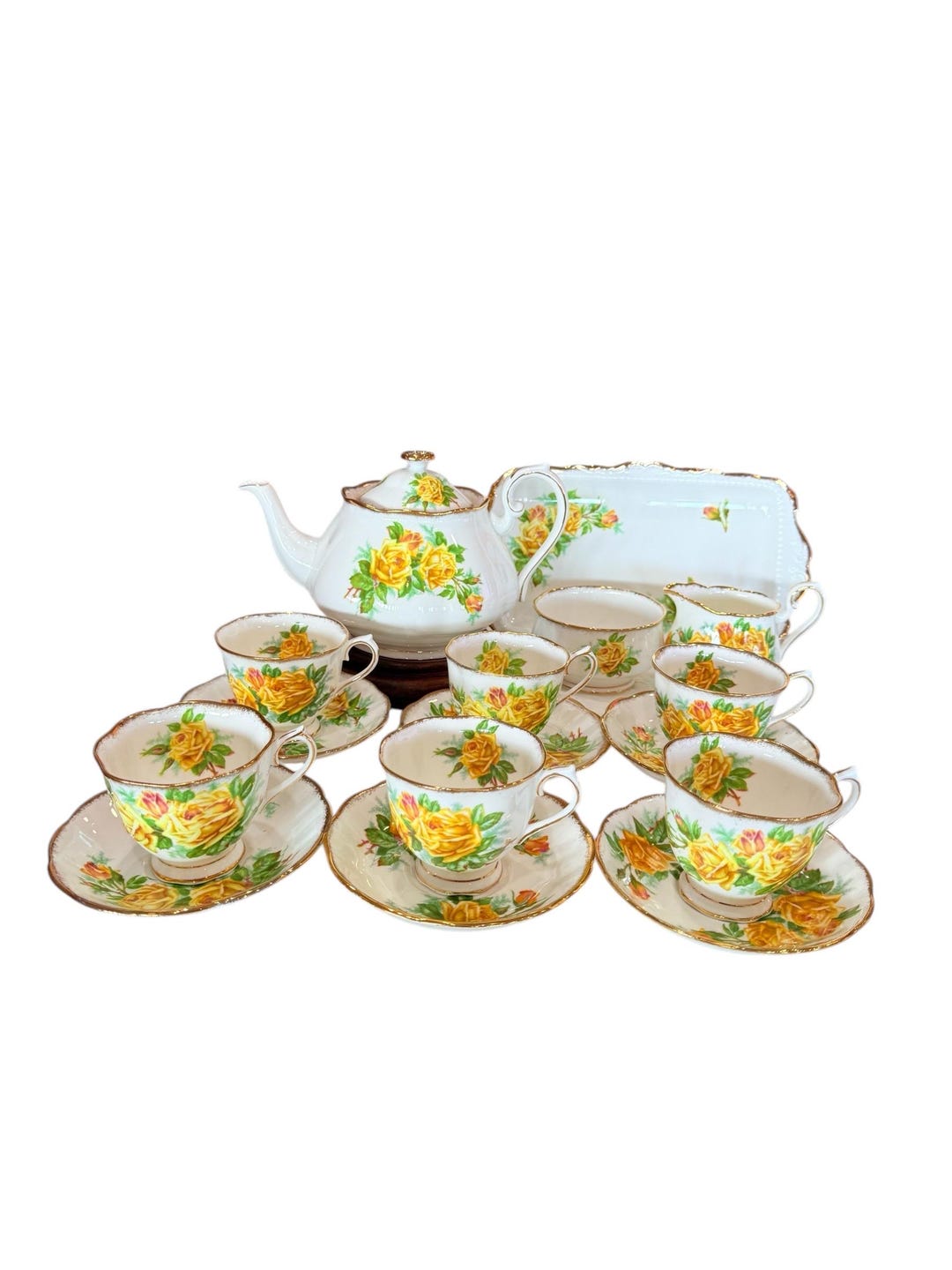 Royal Albert Tea Rose Yellow Rose Afternoon Tea Set of 17 Pieces for 6 ...
