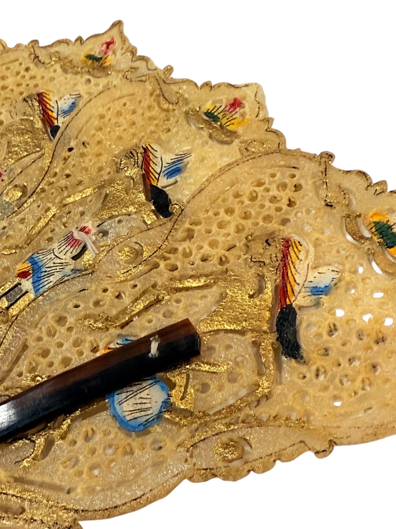 Antique/vintage Indonesian Hand Fan 14” L X 9” W Java Wayang Puppet ...