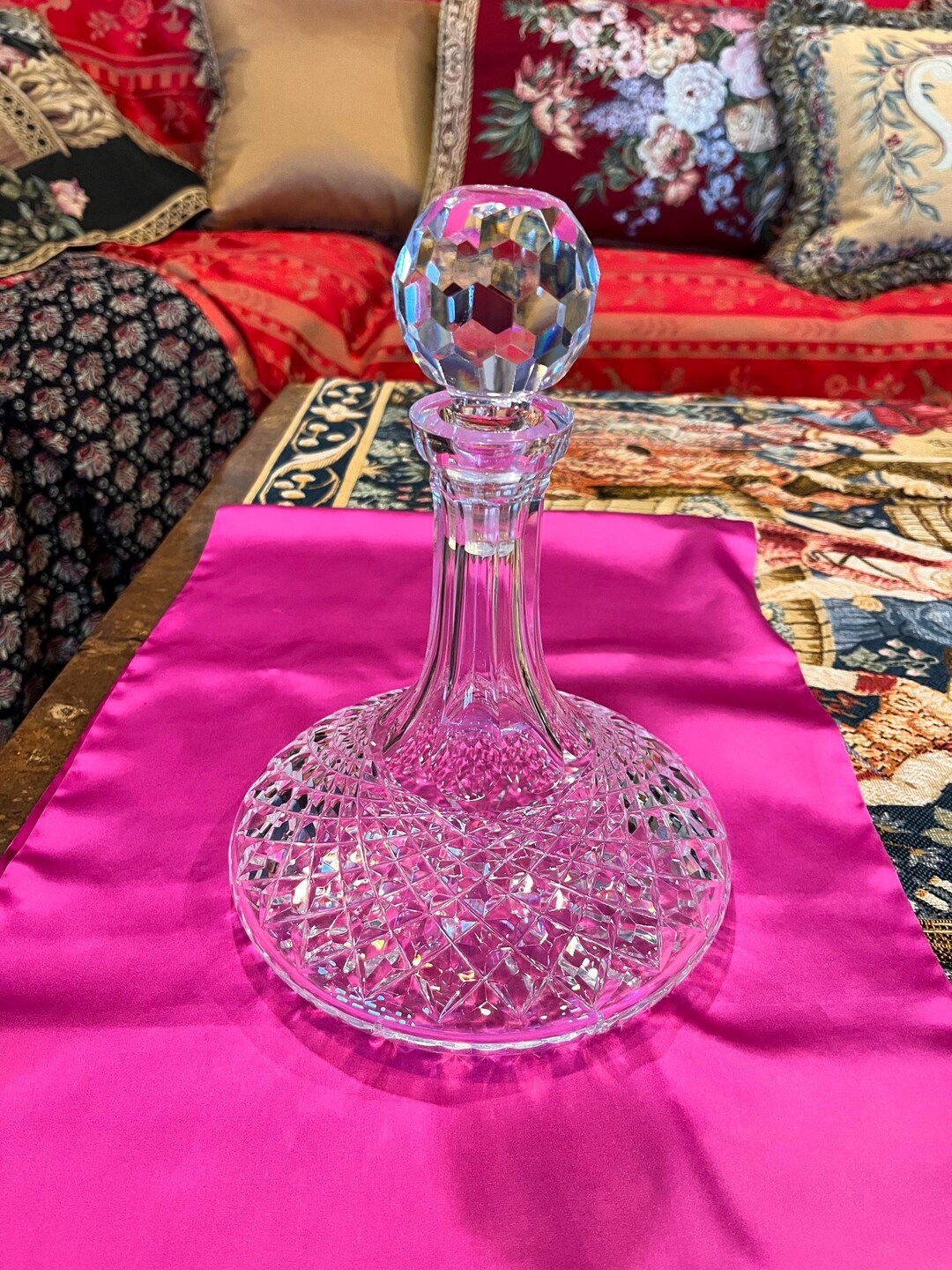 Large Vintage Waterford Crystal Ireland Claret Cut Wine Decanter With ...