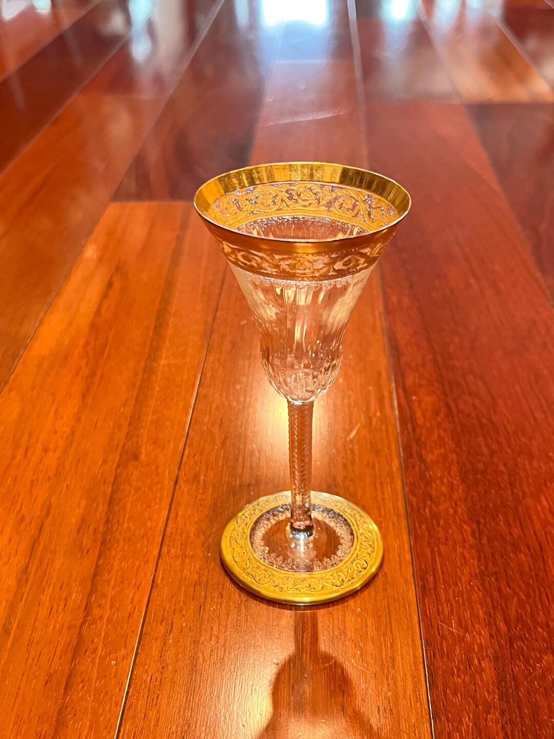 St.louis Thistle Burgundy Wine Crystal Glasse 4 3/4” H With Solid Gold ...