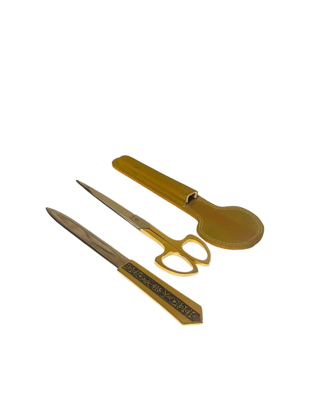 Vintage Germany Set of Solingen Large Gold Plated Scissors and Letters ...