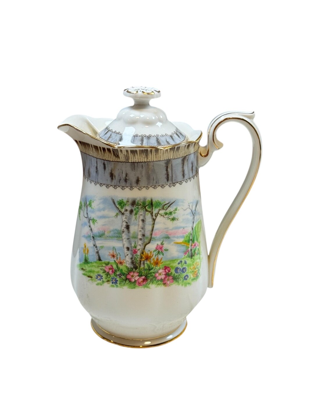 Royal Albert Silver Birch Hot Water Jug/pot With Lid Bone China England ...