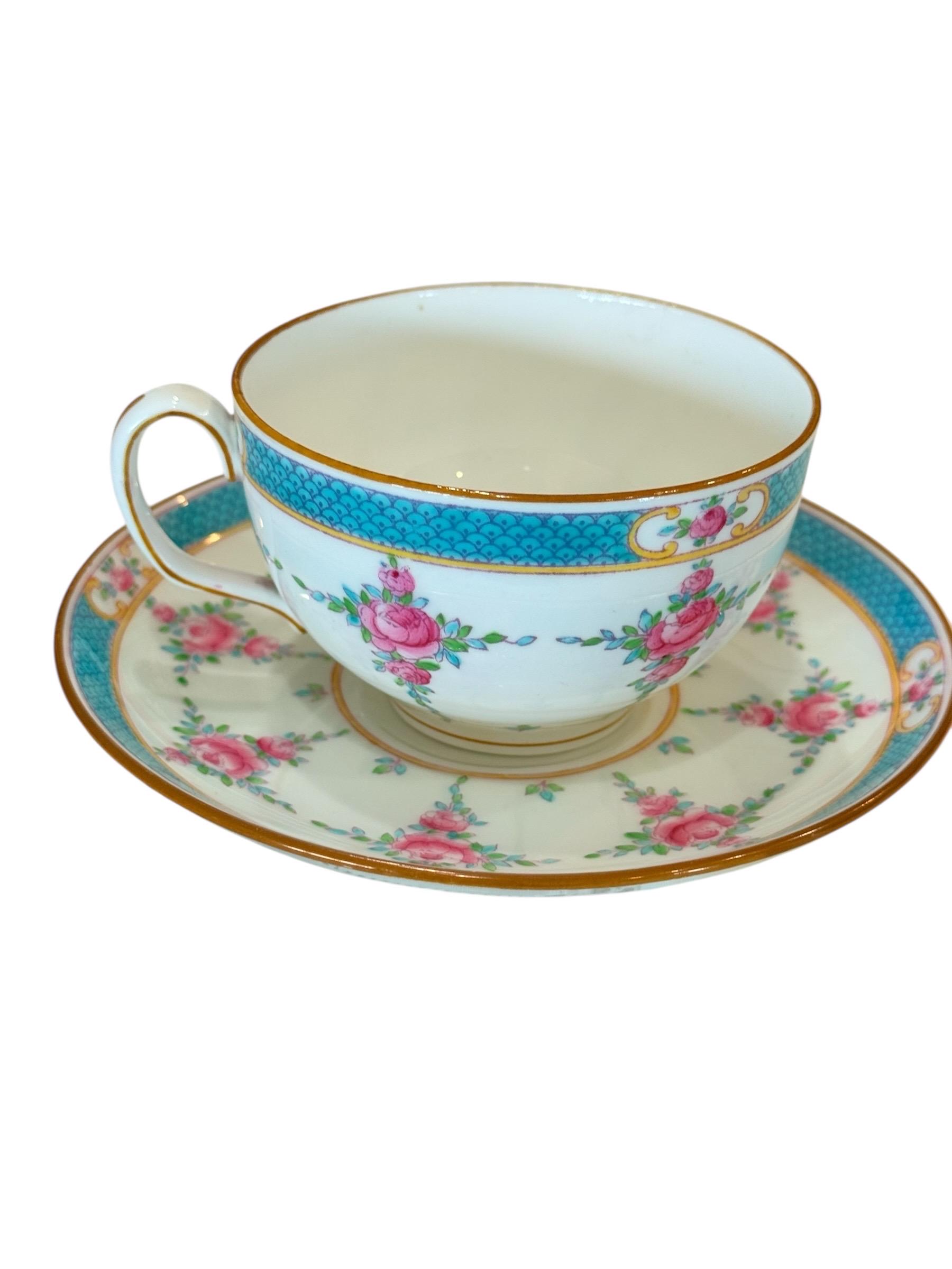 Antique Minton Dinnerware Set: Hand-painted Persian Rose, Turquoise ...