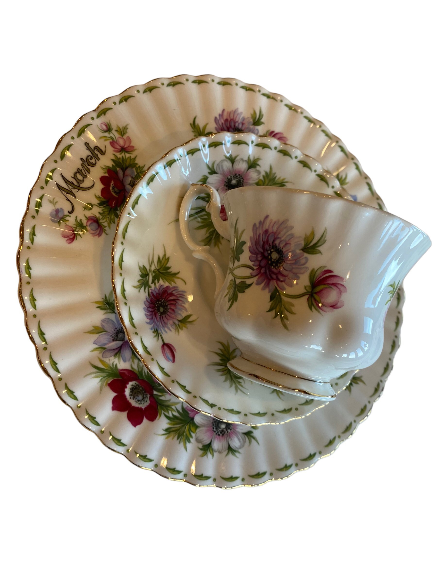 Vintage Royal Albert Flower of the Month March Poppy Tea Cup Saucer ...