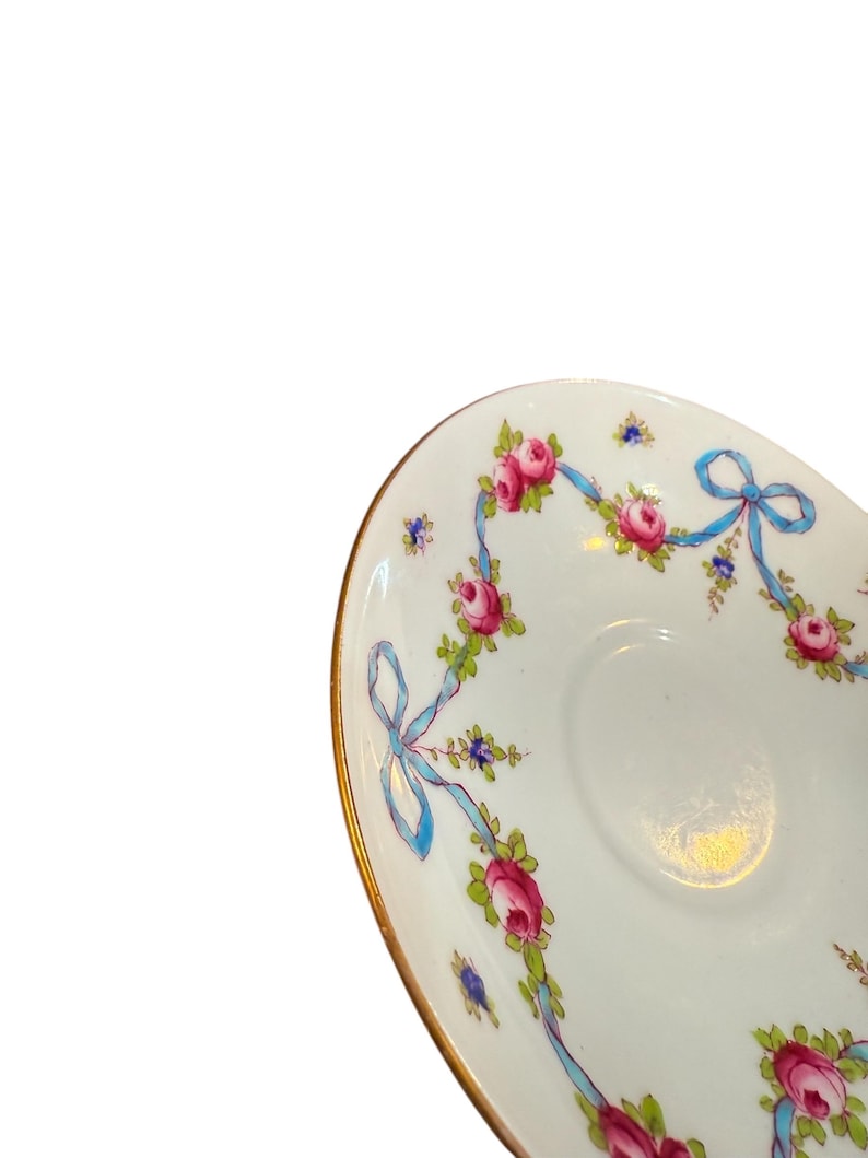 Replacement Crown Staffordshire Blue Ribbon Hand Painted Bow Tie Swag ...