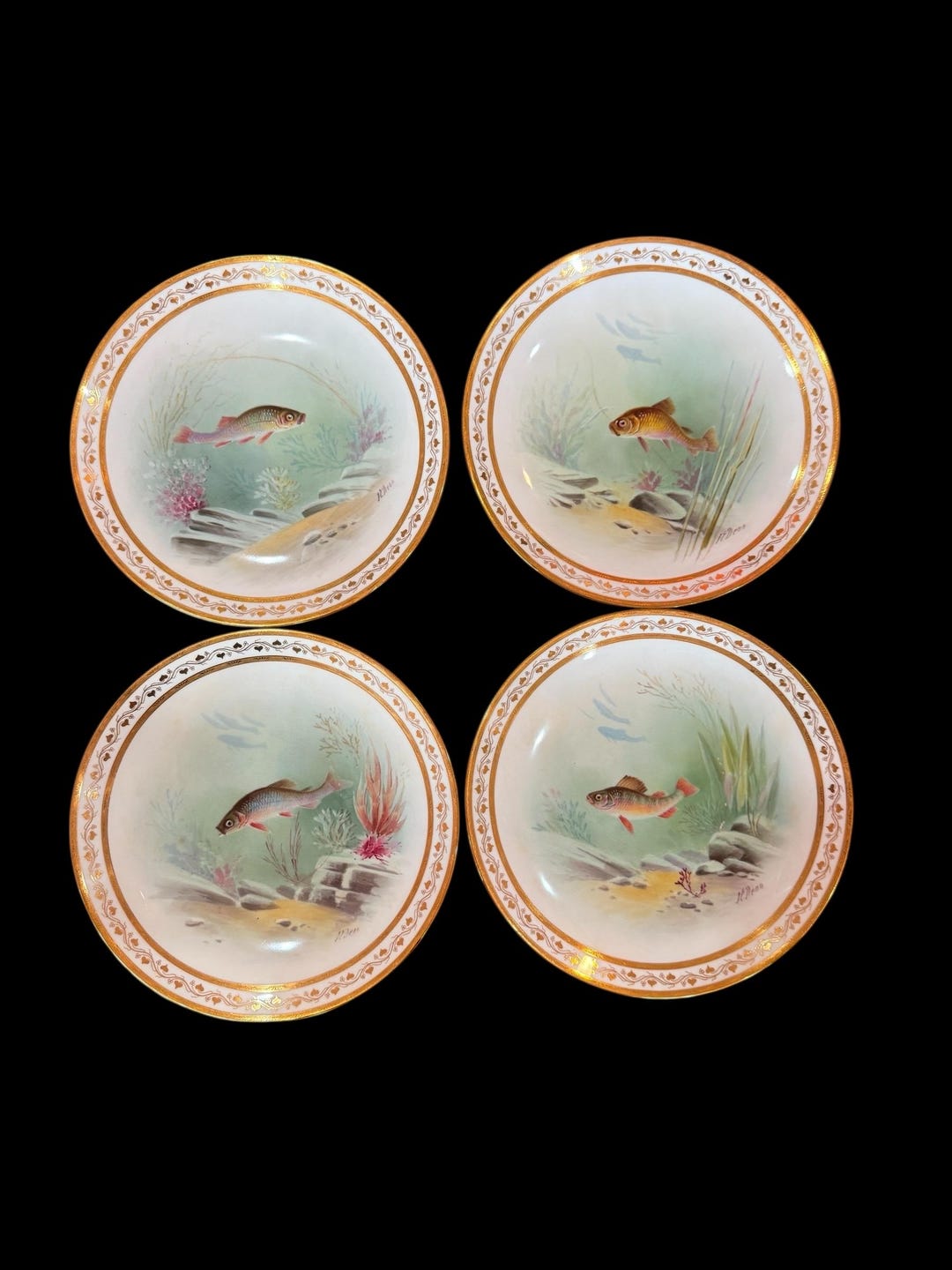 Minton Hand-painted Fish Cabinet Plates Set of 4 Signed J. C. Dean ...