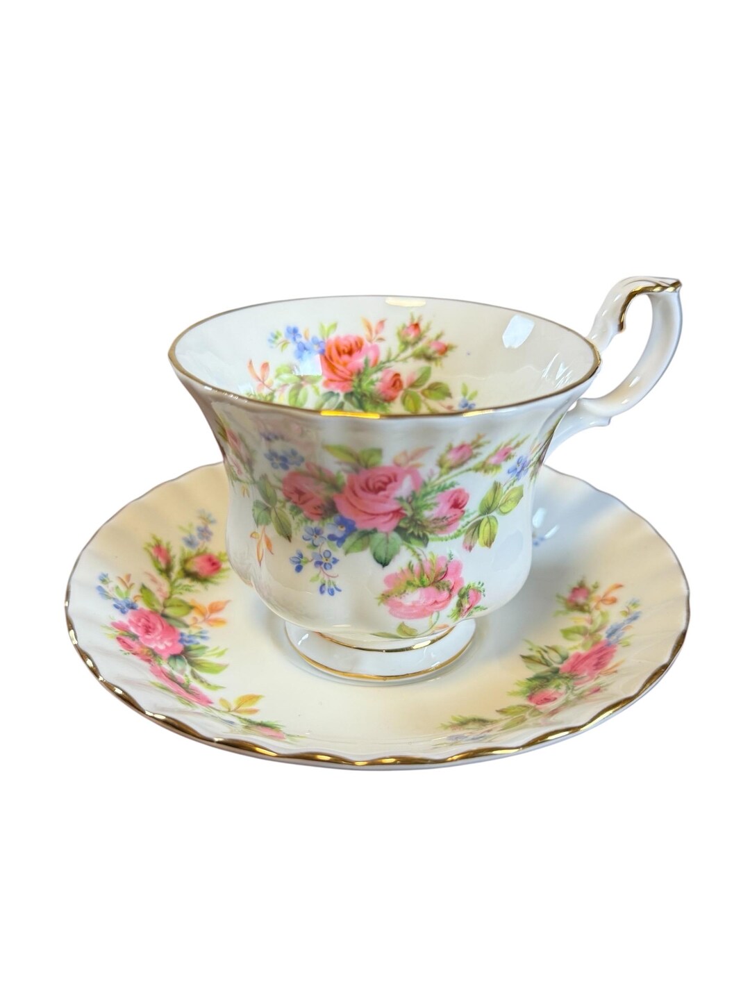 Royal Albert “moss Rose” Tea Cup and Saucer Set Bone China Vintage ...