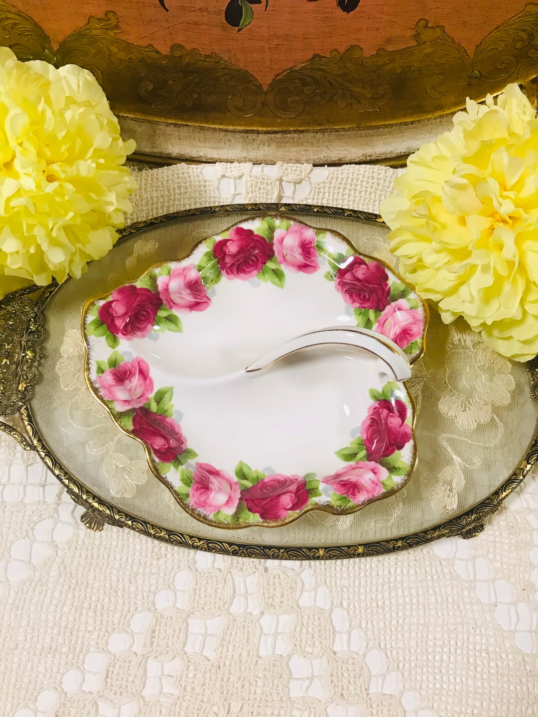 Vintage Royal Albert “old English Rose“ Bone China England Divided Dish ...
