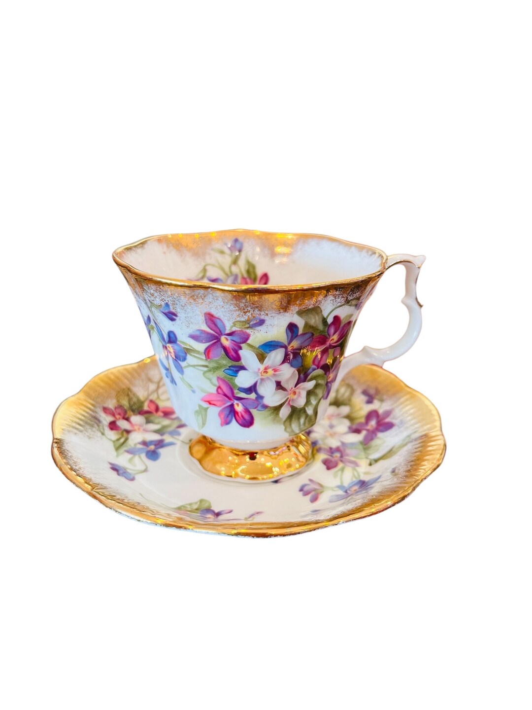 Royal Albert Heavy Gold Crest Series Tea Cup and Saucer With Purple ...