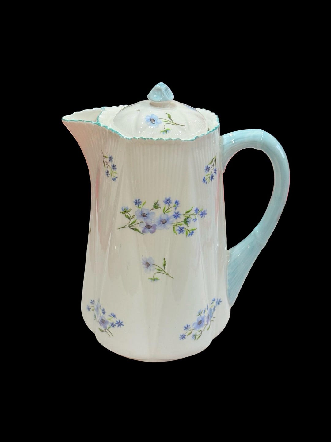 Shelley Blue Rock Hot Large Water Pot With Lid Bone China England. - Etsy
