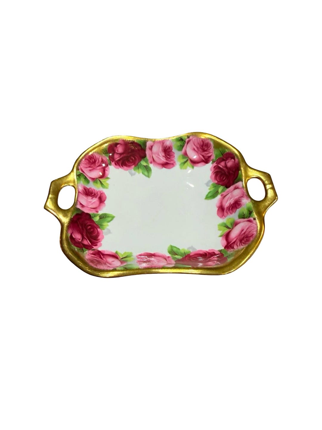 Stunning Royal Albert Old English Rose Pattern Handled Dish 7” L, Heavy ...