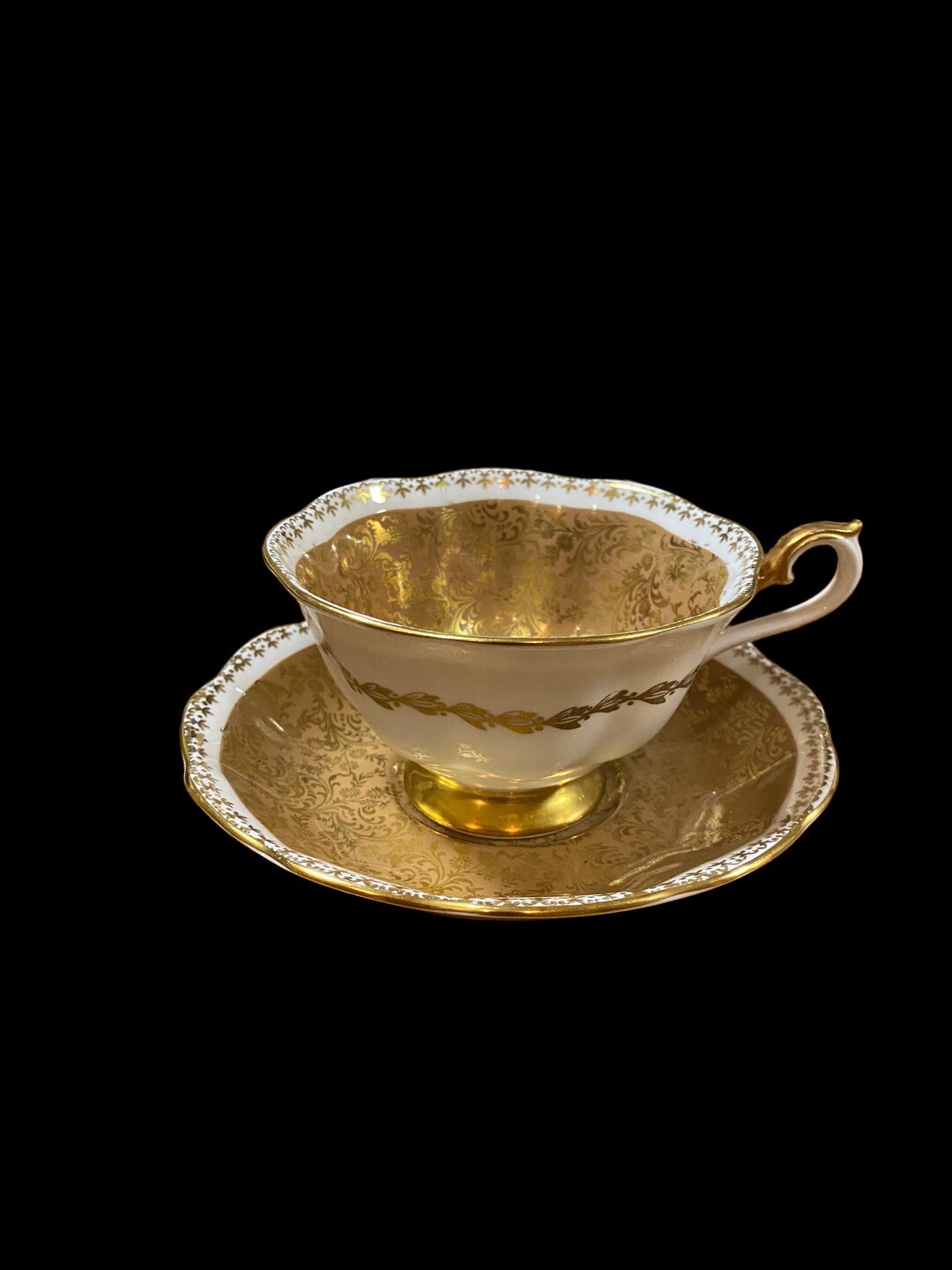 Royal Albert Mayfair Series All Gold Avon Shaped Tea Cup and Saucer ...