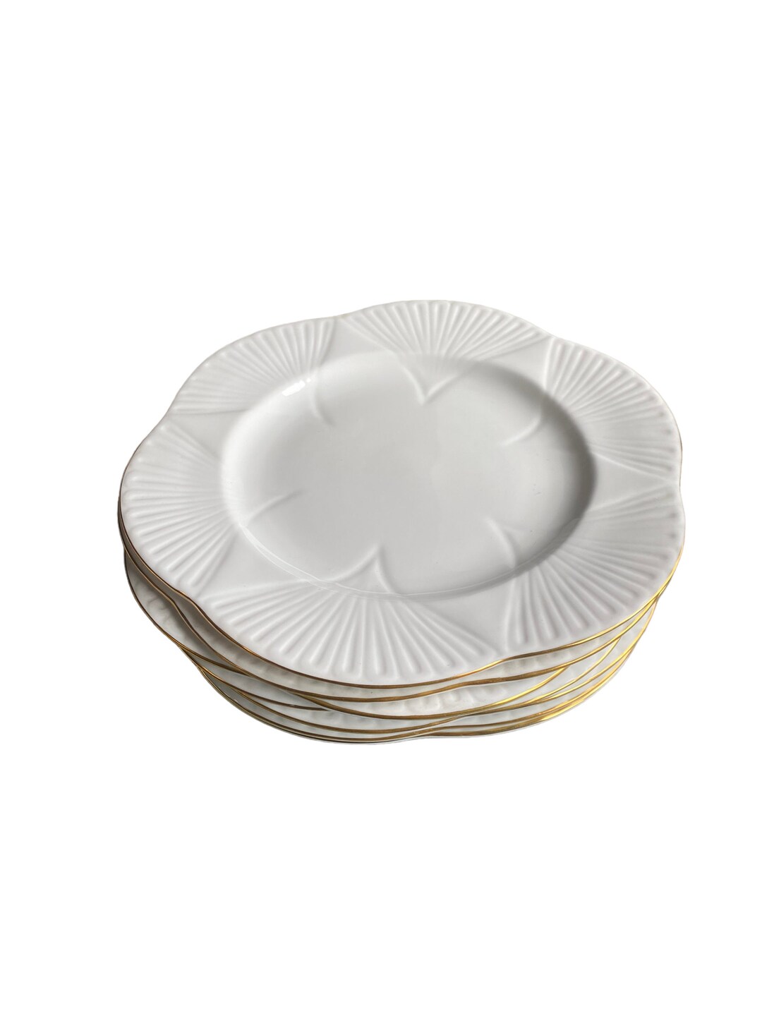 Set of 7 Shelley Regency Pattern White Elegant 10” Dinner Plates, Gold ...