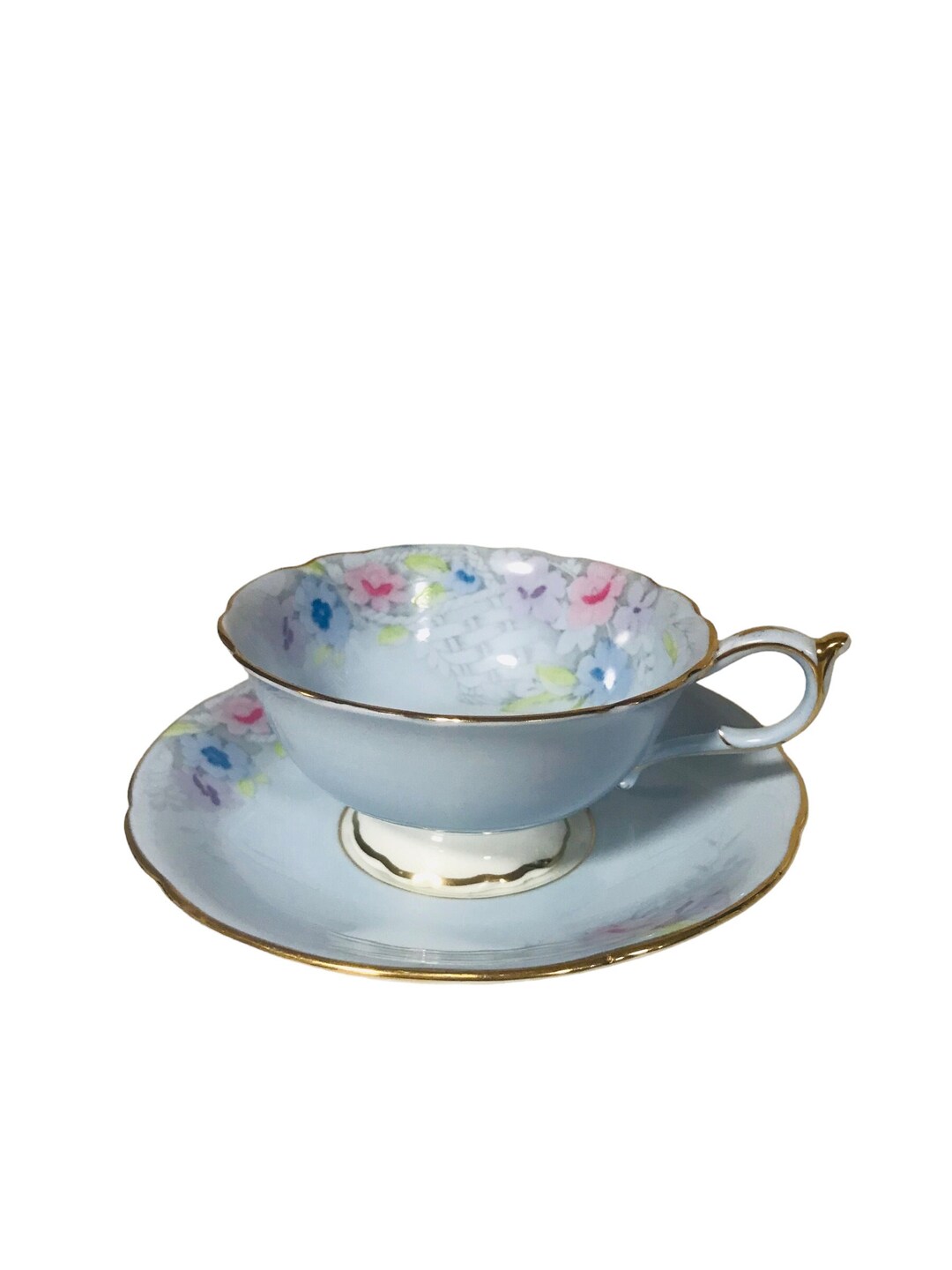 Vintage Paragon 1930’s “smiling June” Tea Cup and Saucer Light Blue ...