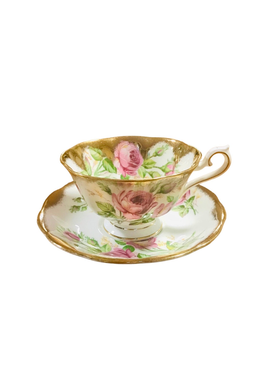 Gorgeous Vintage Royal Albert Avon Shape Pink Cabbage Rose Tea Cup and ...