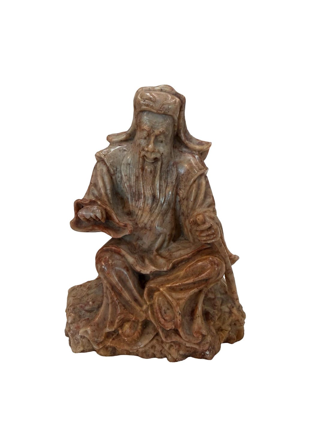 Antique Chinese Soap Stone Hand Carved Figurine 4” T Asian Man ...