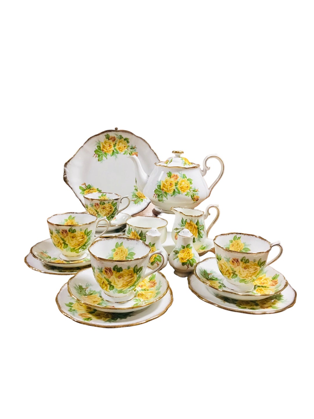 Royal Albert Made in England “tea Rose” Yellow Rose Afternoon Tea Set ...